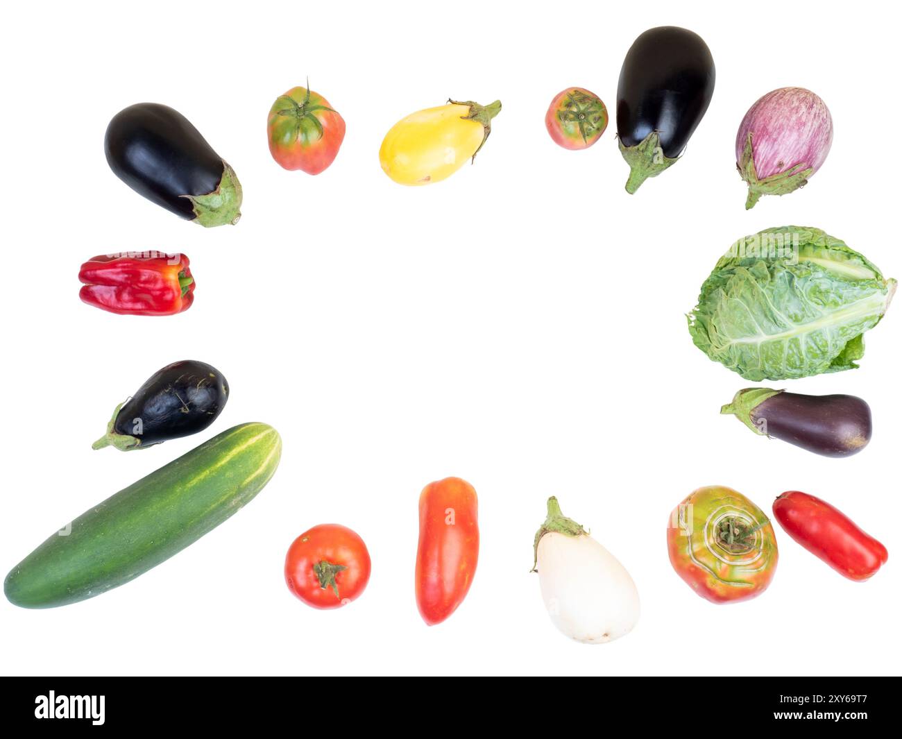 Vegetables arranged in a circular shape isolated on a transparent ...