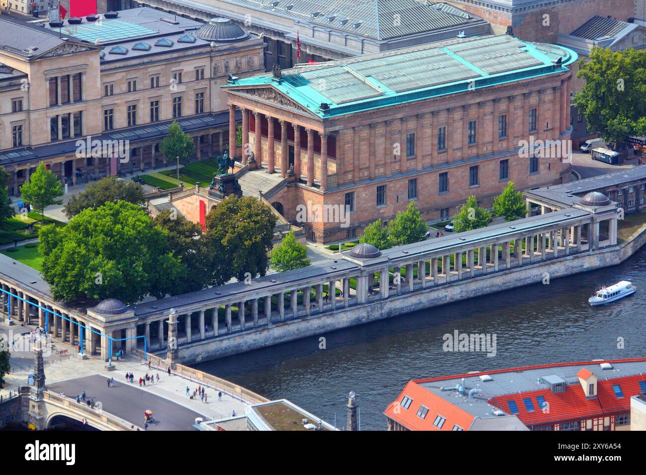 Berlin aerial view with river Spree and tourist attractions. Alte ...