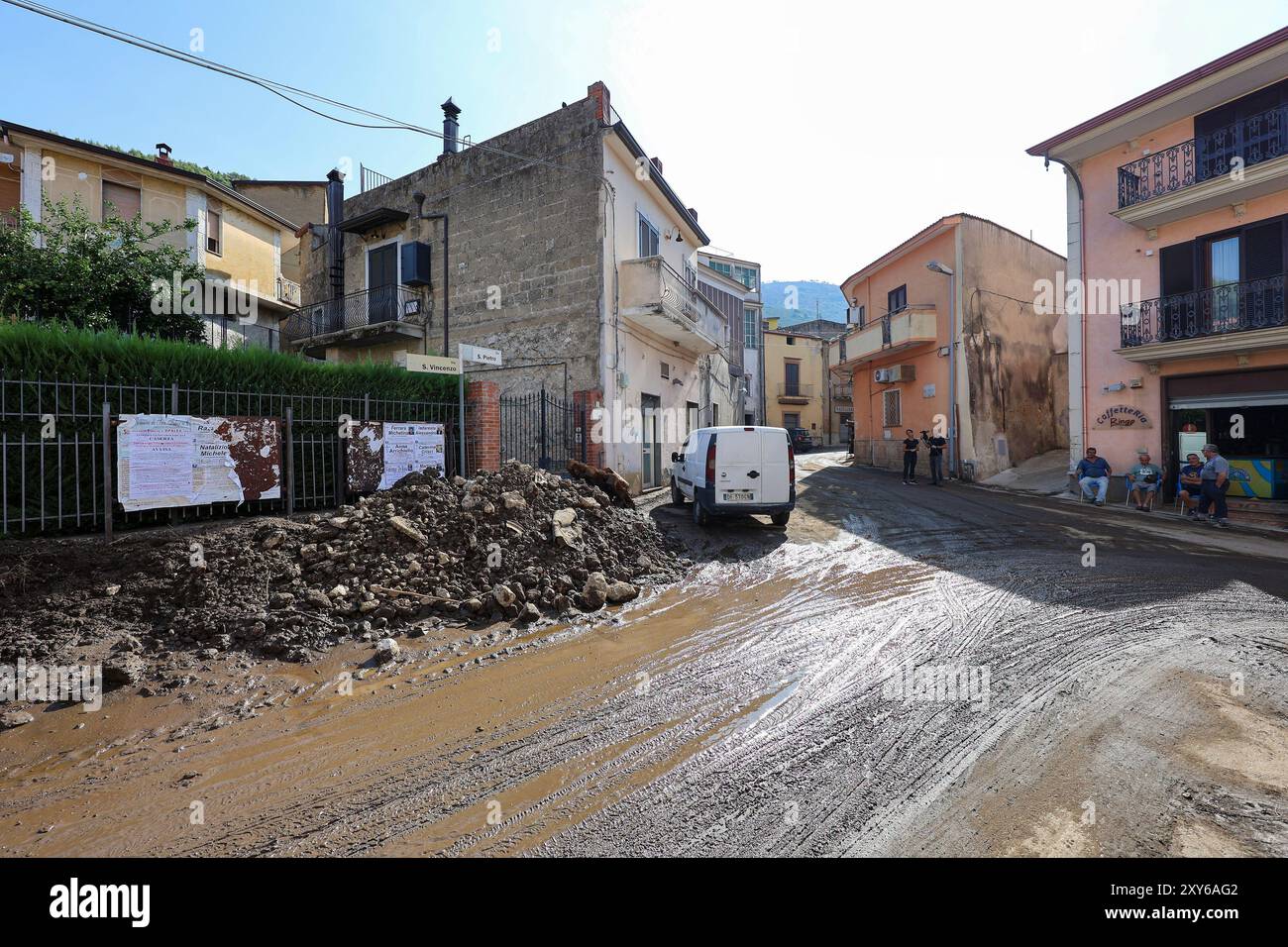 San Felice a Cancello, Italy, 28 August 2024. Debris and mud in the ...