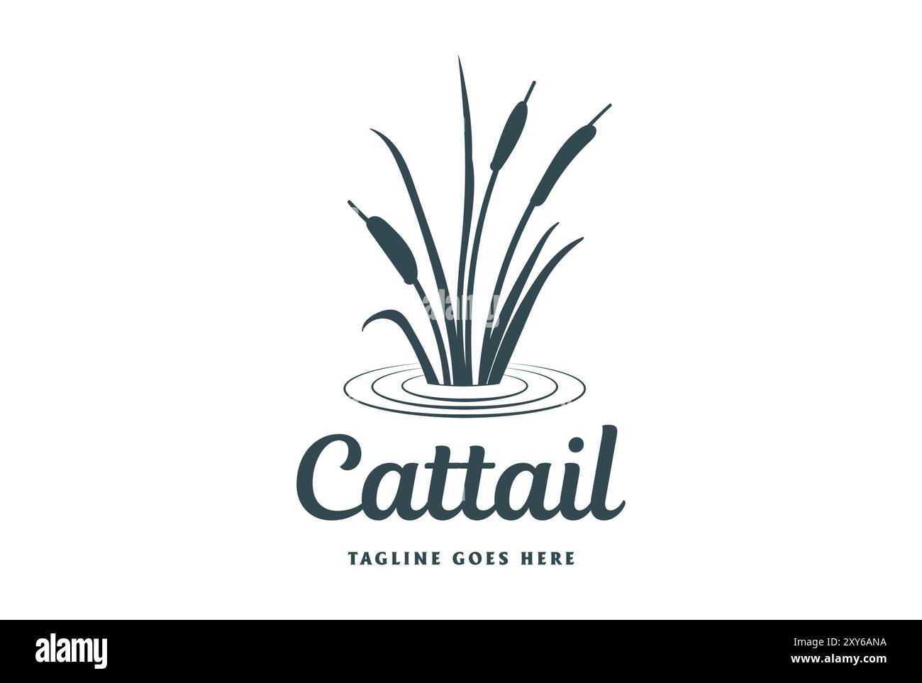Simple Minimalist Cattail Reed Grass for Water Creek River Lake Logo ...