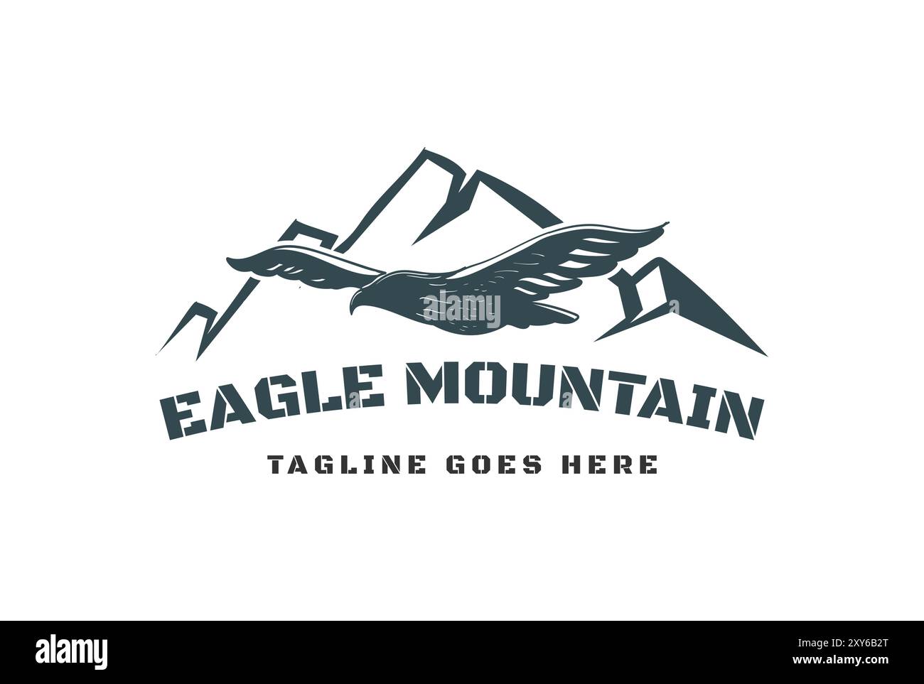 Retro Flying Eagle Falcon Hawk with Iceberg or Ice Mountain Logo Design ...