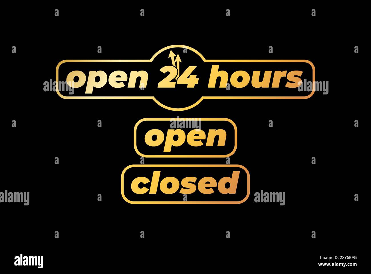 24 Hours Open or Closed Text Type Font Word Typography Vector ...