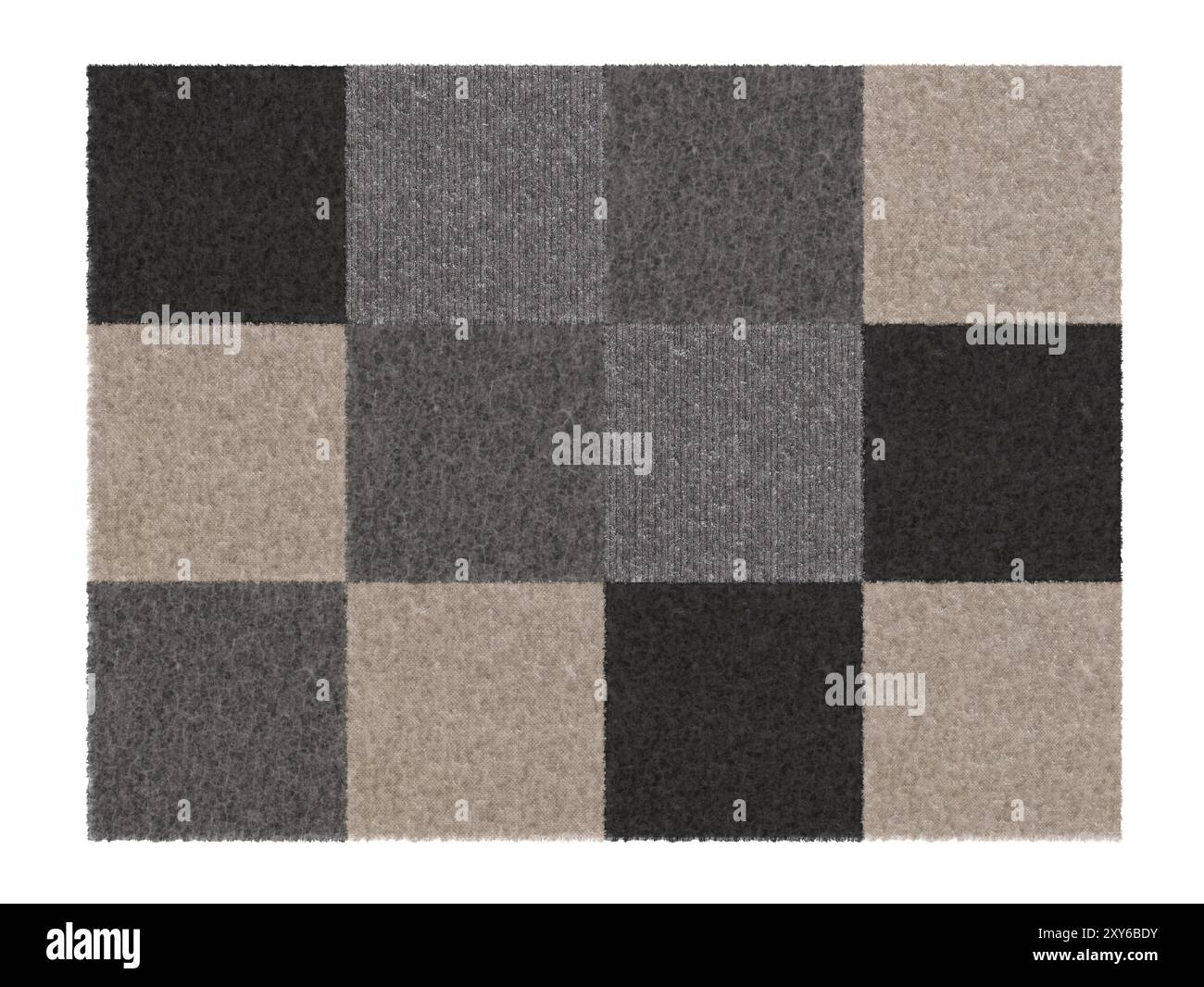 Modern, gray rectangular carpet, top view. Rug isolated on white ...