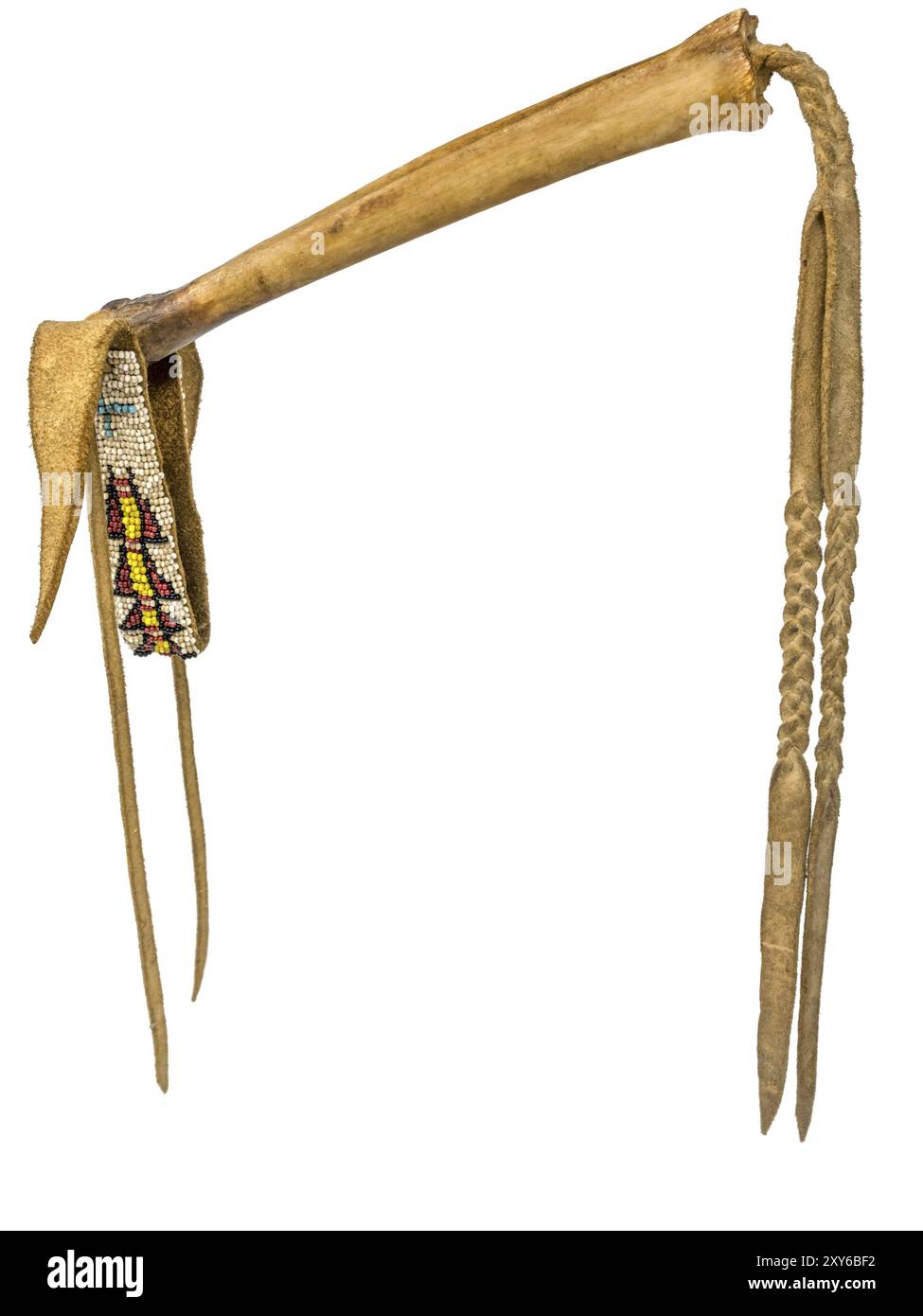 Whip of the North American Indians made of buffalo bone and leather cut ...