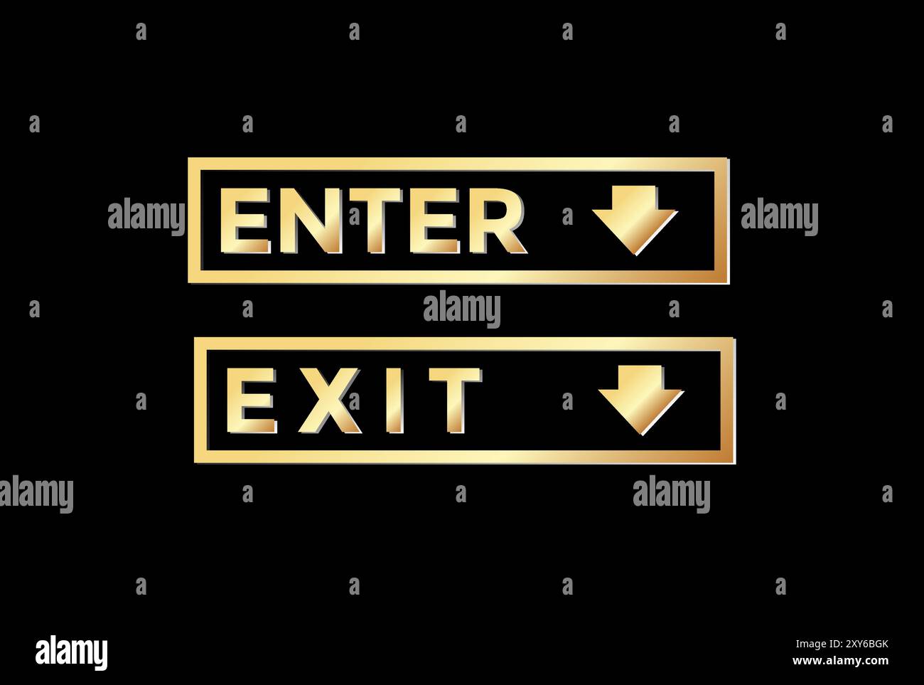 Golden Enter and Exit Sign Symbol Mark Illustration Vector Stock Vector ...