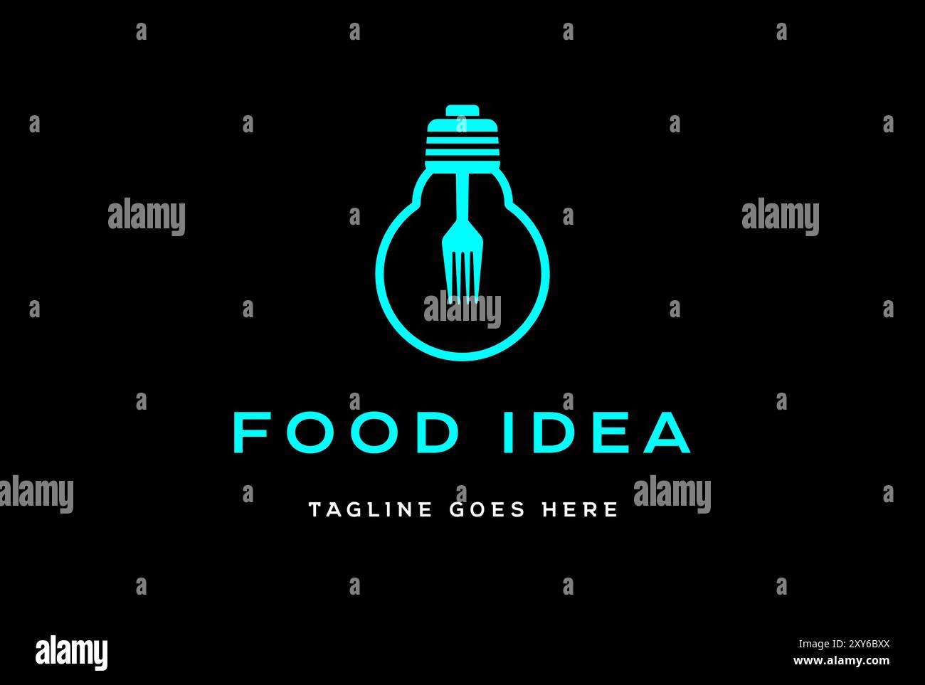 Light Bulb with Fork for Food Idea Innovation Logo Design Vector Stock ...