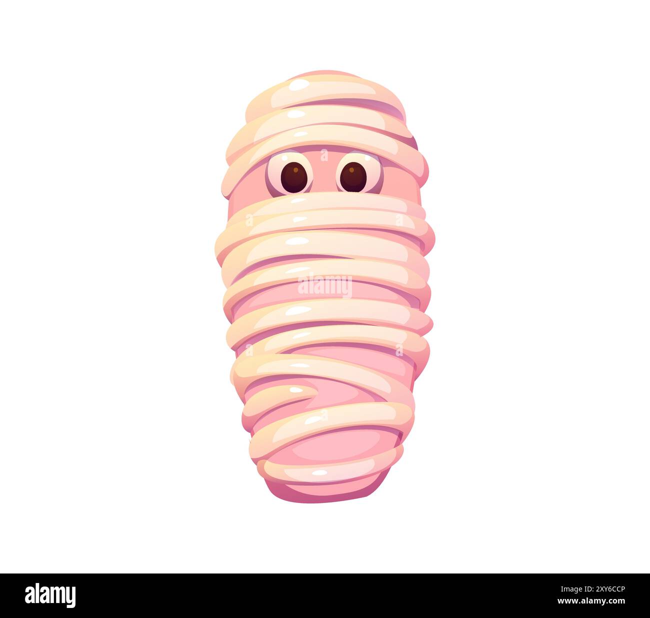 Cartoon Halloween holiday mummy sweets and dessert is wrapped in creamy ...