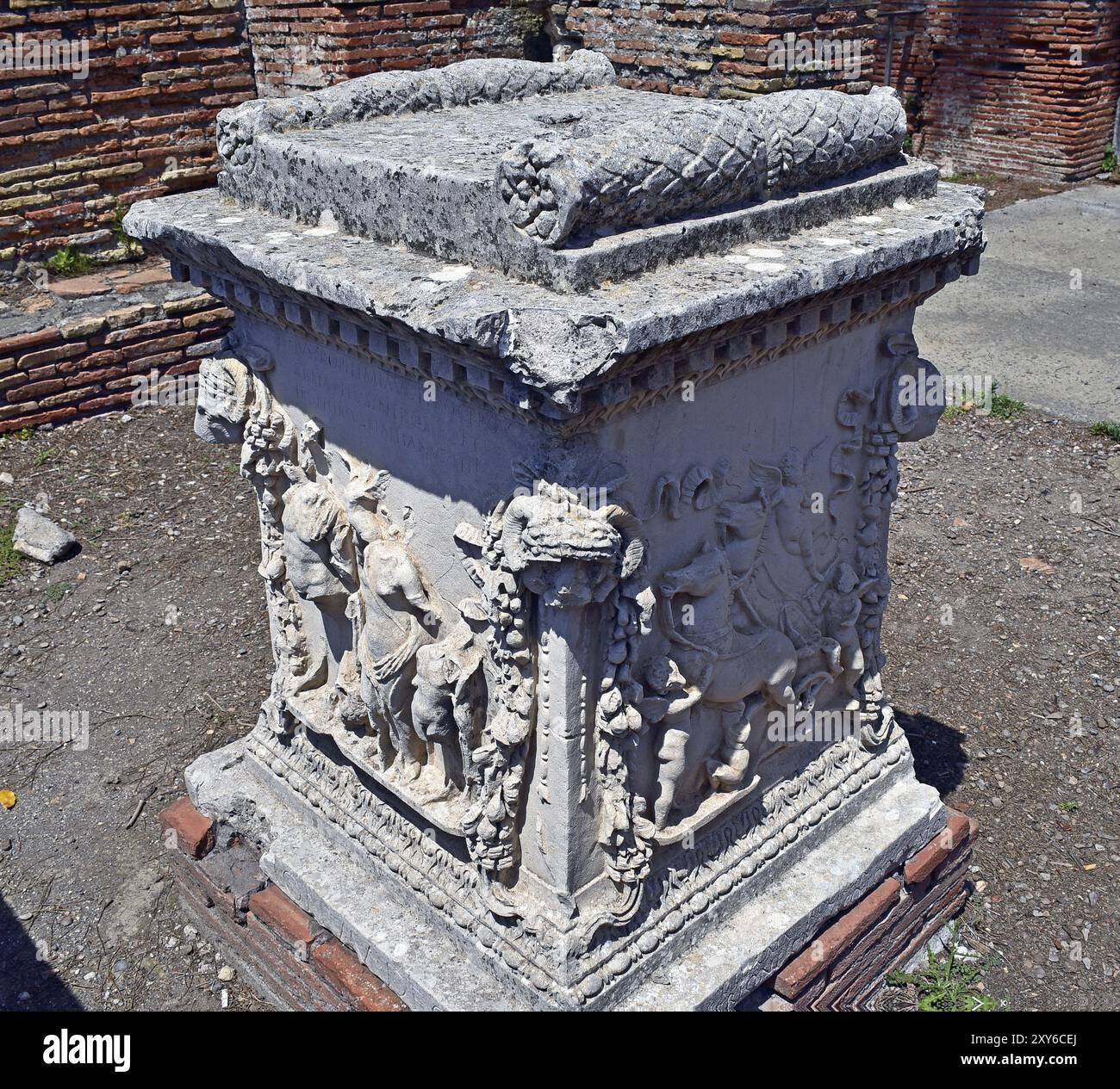 Antique altar, marble, bas-relief Stock Photo - Alamy