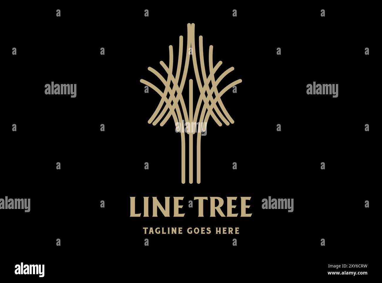 Elegant Luxury Golden Line Tree Plant for Grow Logo Design Vector Stock ...