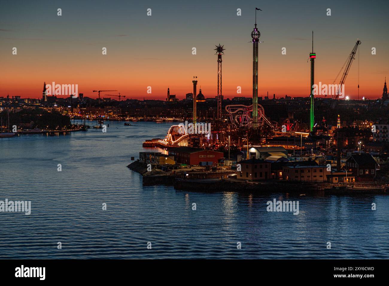 Grona Lund amusement park at dusk, Copenhagen, Denmark Stock Photo - Alamy