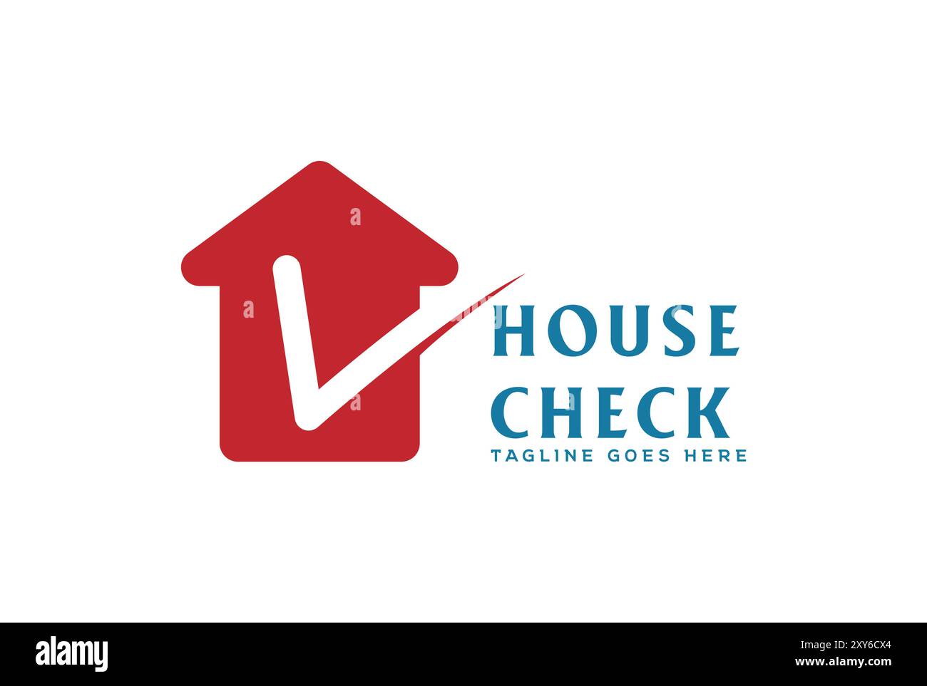 Simple Minimalist Modern Red House with Check Fix OK Symbol for Real Estate Property Logo Design ...