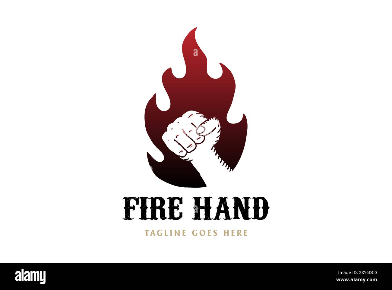 Strong Hand Fist with Fire Flame Logo Design Vector Stock Vector Image ...