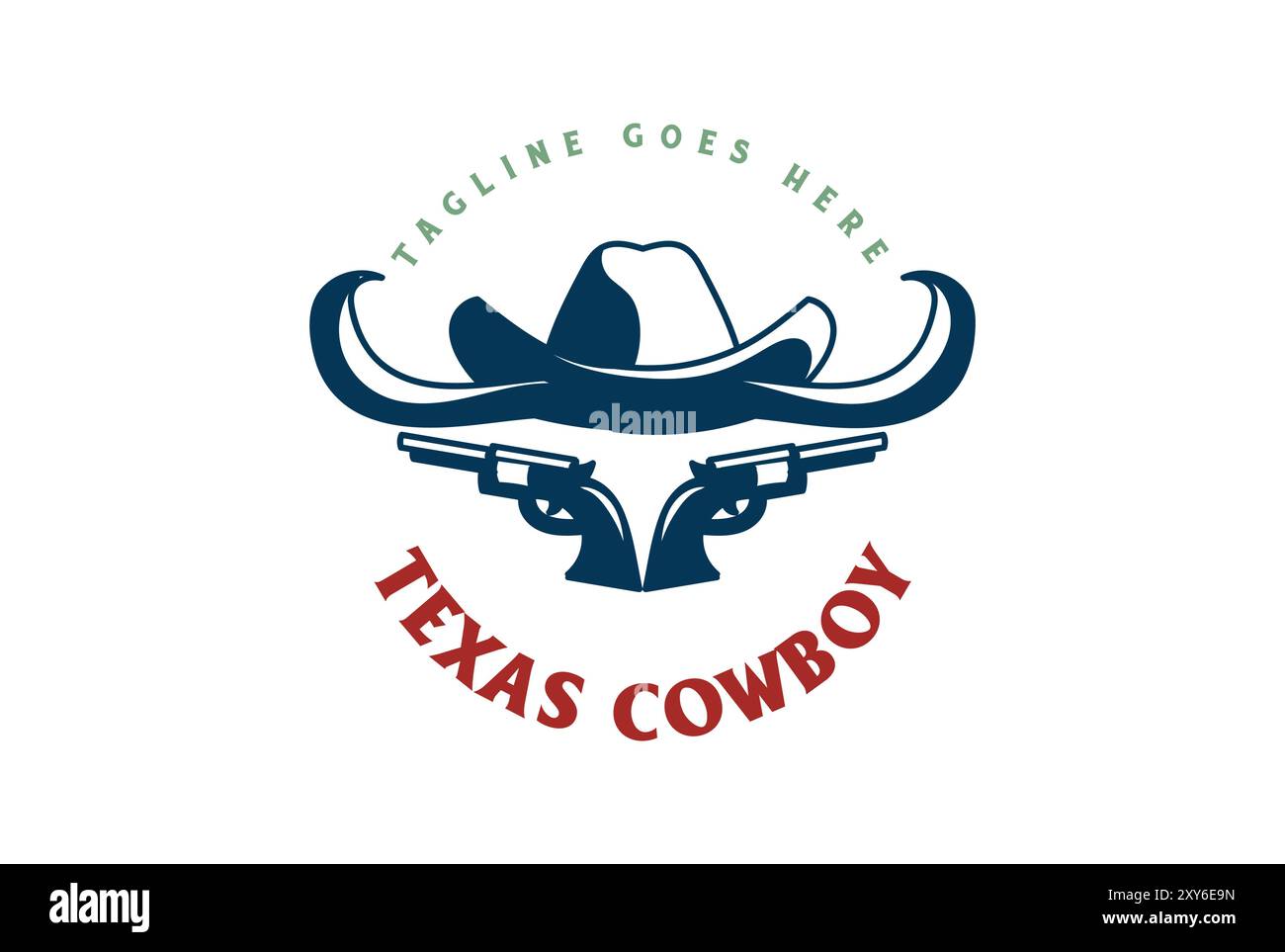 Texas Cowboy Hat with Longhorn Bull and Guns Badge Emblem Logo Design ...