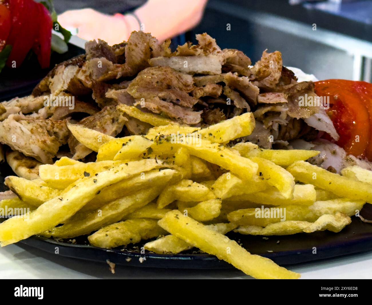Chicken skewers french fries hi-res stock photography and images - Alamy