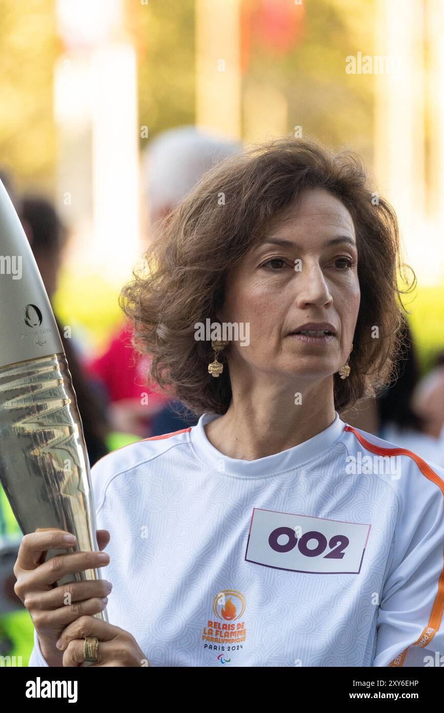 Paris, France. 28th Aug, 2024. Audrey Azoulay, Director of UNESCO ...