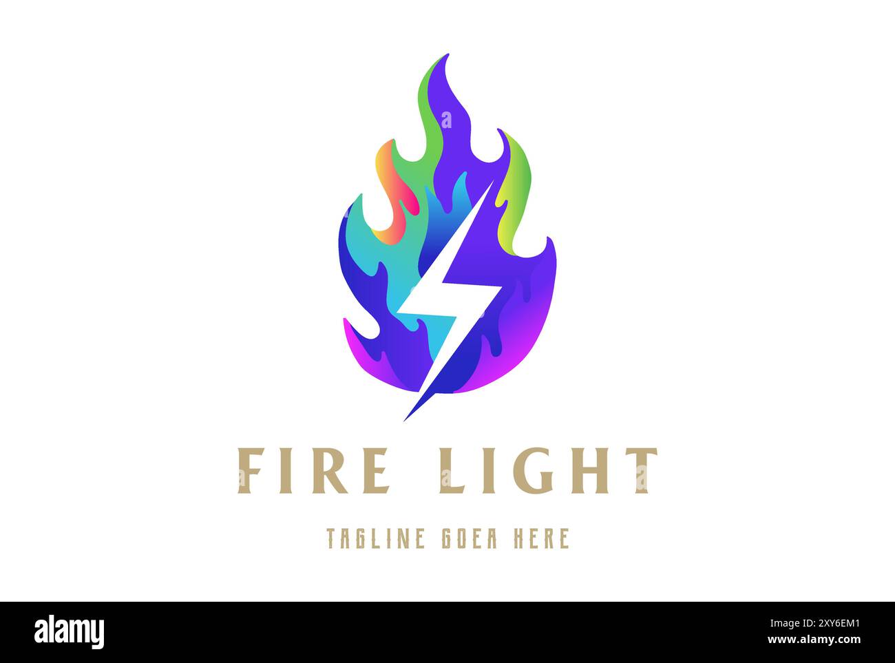 Modern Fire Flame Inferno with Electric Light Logo Design Vector Stock ...