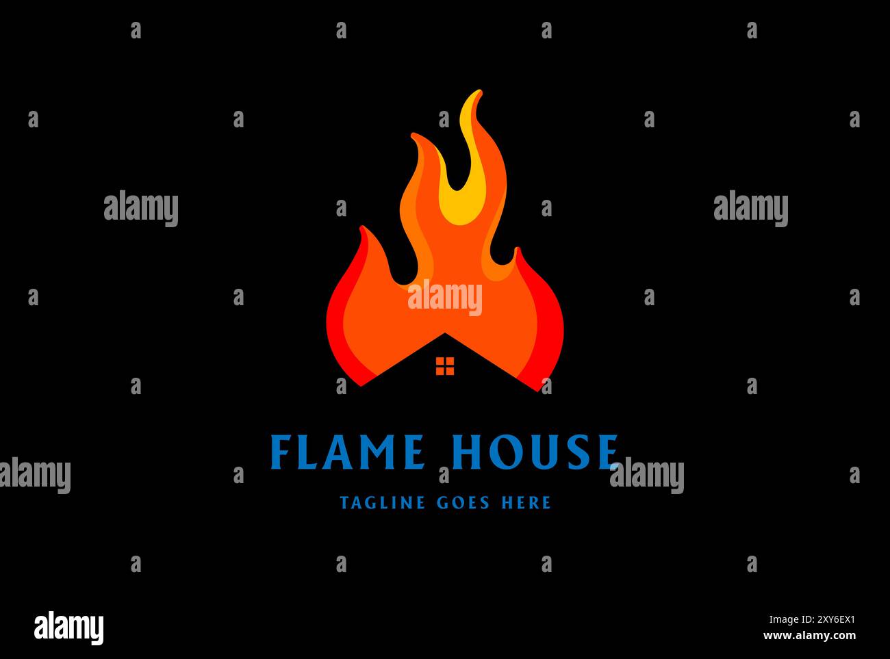 Modern Flame Fire House for Firefighter Extinguisher or Energy Logo ...