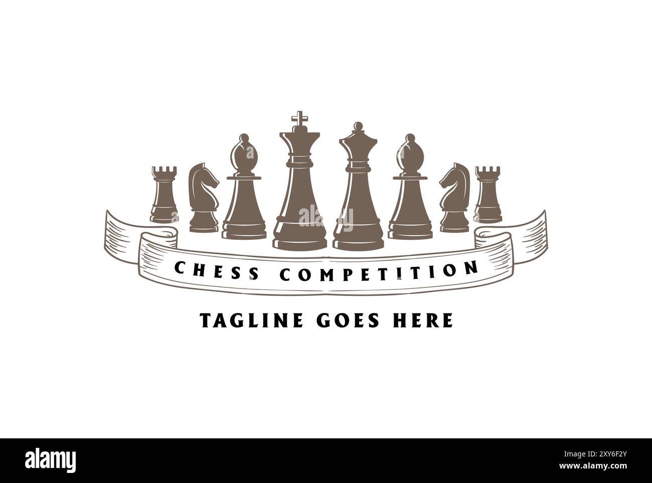 Vintage Retro King Queen Bishop Rook Knight Chess Logo Design Stock ...