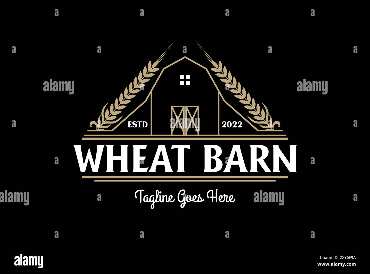 Vintage Wheat Grain Rice Barn for Bakery or Farm Logo Design Stock ...