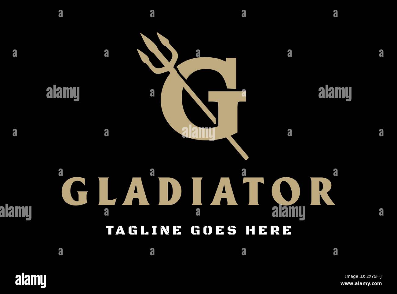 Initial Letter G with Trident Poseidon God for Gladiator Logo Design ...