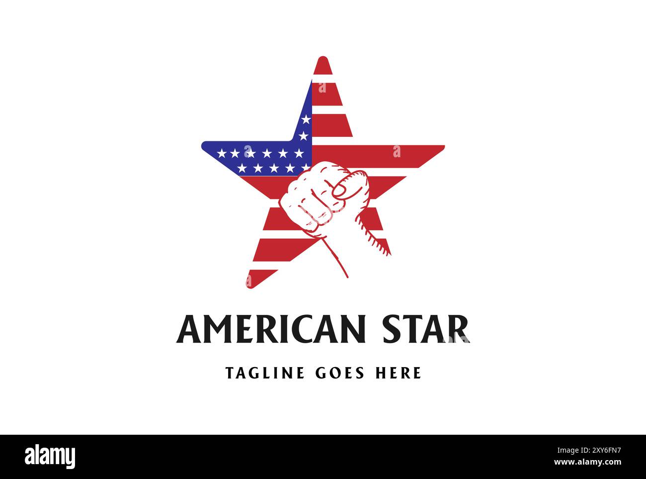 Strong Hand Fist with American US USA Star Flag Logo Design Vector ...