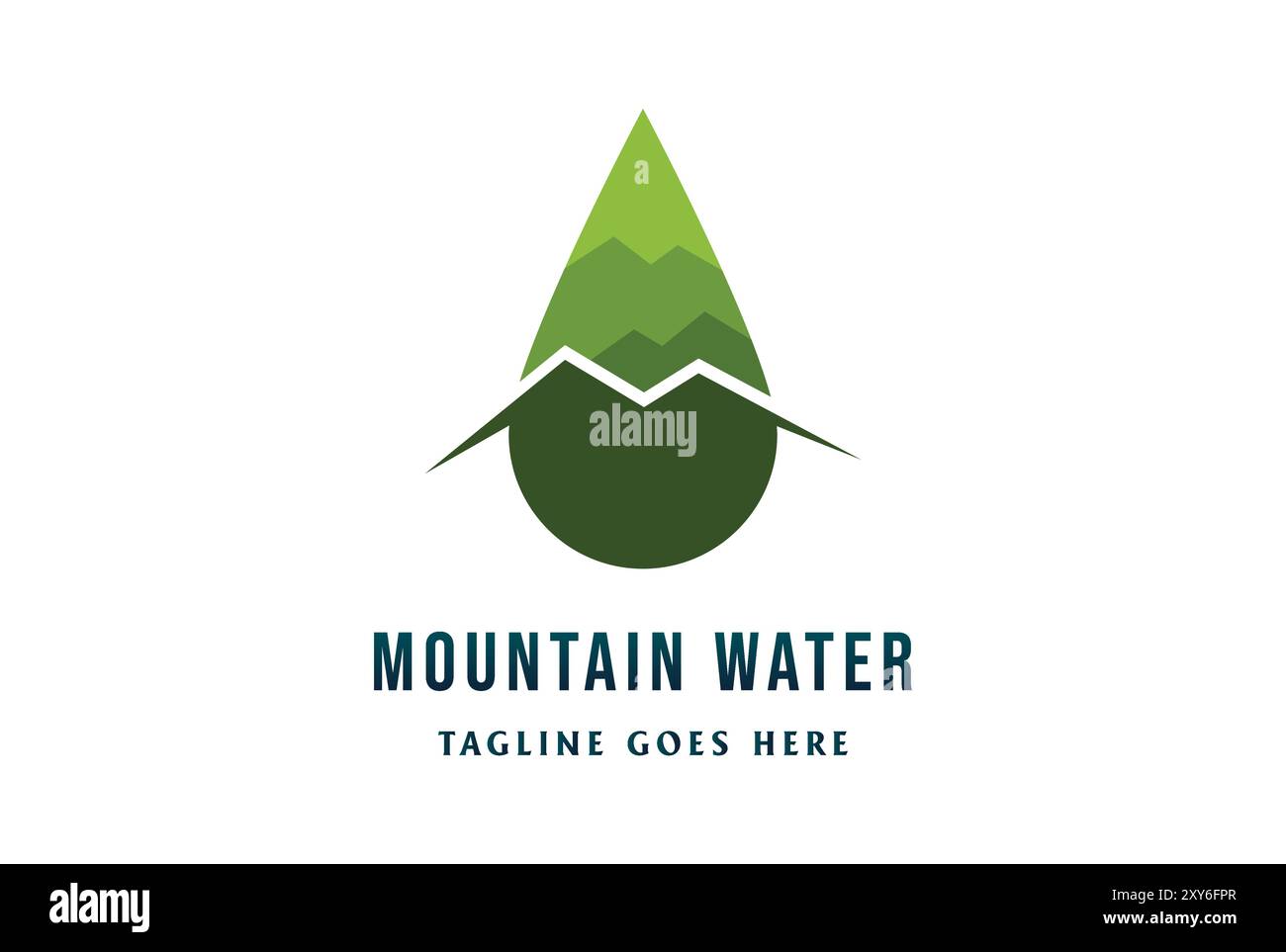 Modern Simple Minimalist Green Mountain Fresh Water Drop Logo Design ...