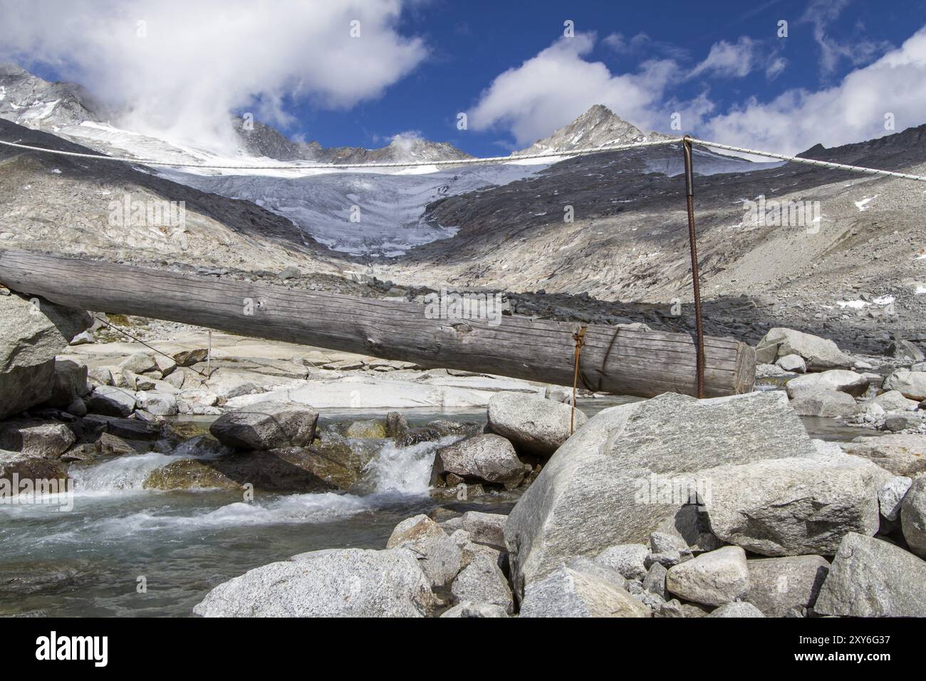 Improvised bridge in the northern Italian Alps Stock Photo - Alamy