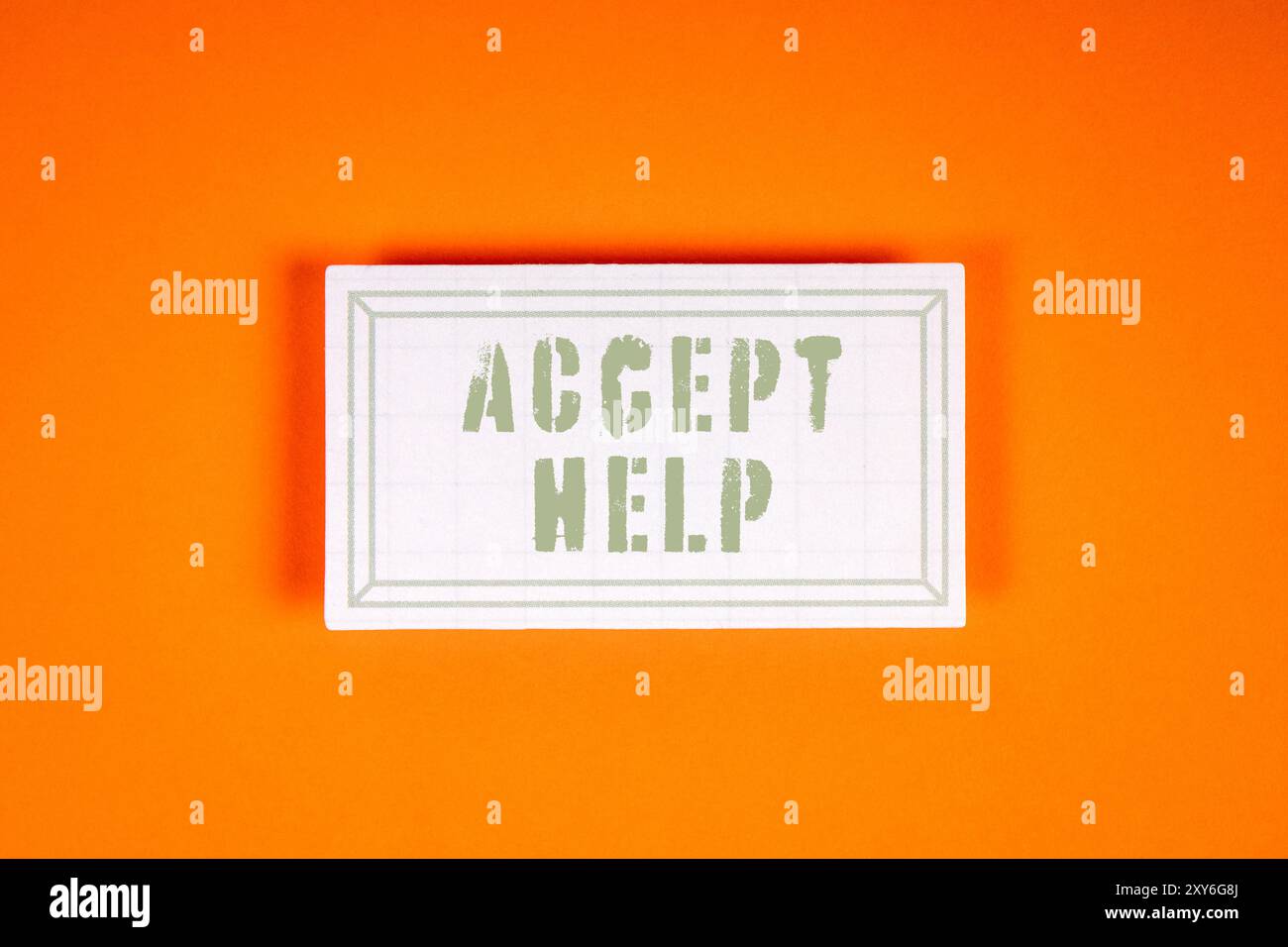 Accept Help. Paper sticker with text on orange background Stock Photo ...