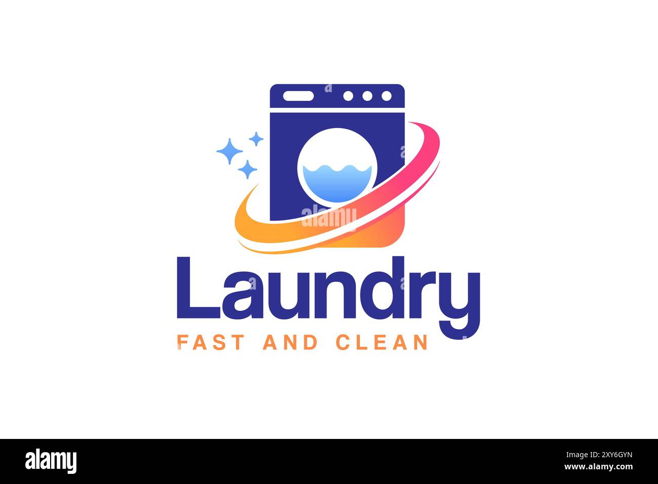 Laundry logo design template. Fast and clean laundry service logo with ...
