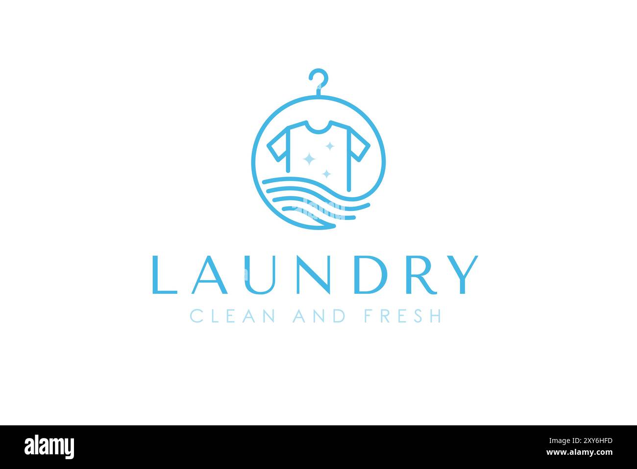 Simple laundry logo design template. Clothes, water, hanger, and ...