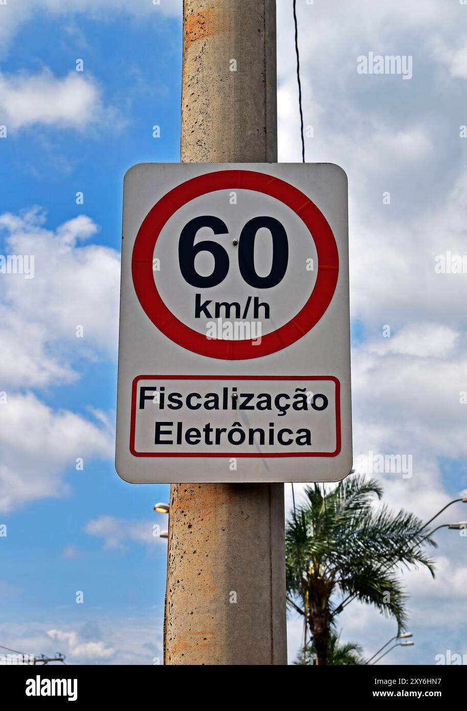 Traffic sign speed limit at 60 kilometers per hour and information in ...