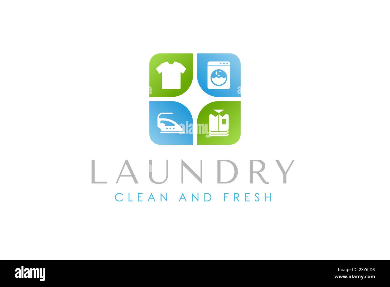 Laundry service logo template. Washing machine, clothes, iron, and ...