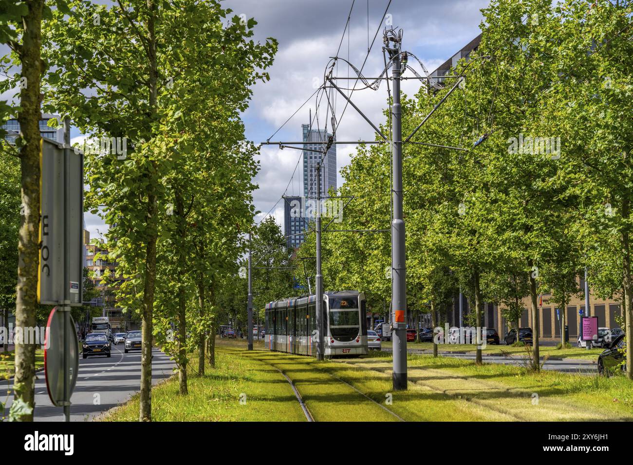 Urban greening, inner-city street Laan op Zuid, in Rotterdam's ...