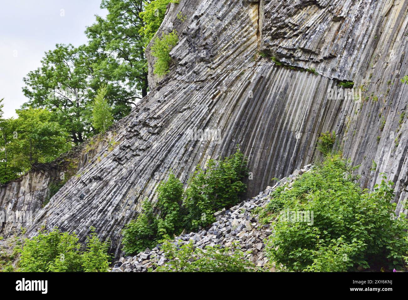 Basalt rock. Detail, geological. Zlaty vrch. The Goldberg in North ...