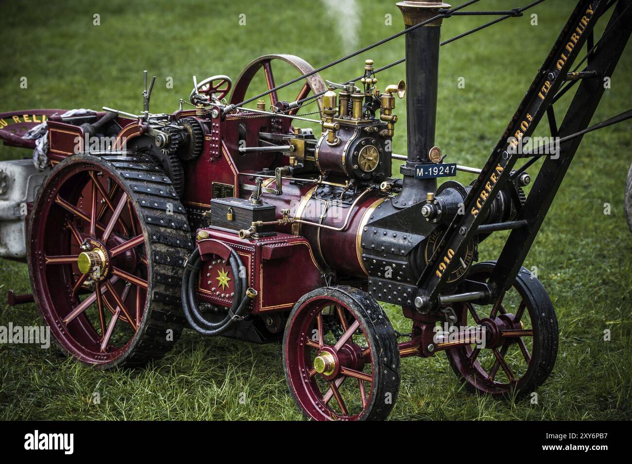 MILDENBERG, GERMANY, MAY 05: Smaller model of a steam engine at a ...
