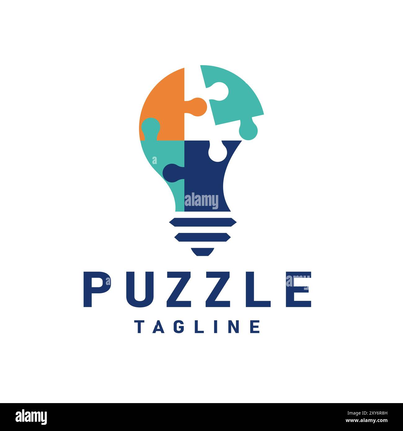 Vector illustration of a light bulb composed of interlocking puzzle ...