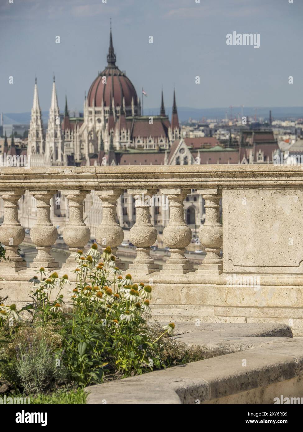 View of a historic building with a dome behind a stone balustrade with ...