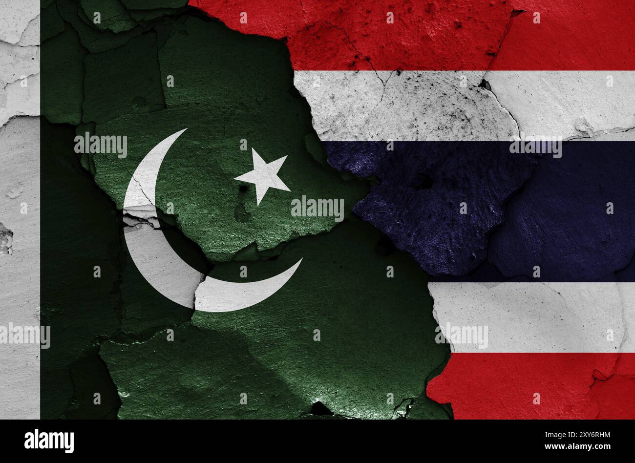 Flags of Pakistan and Thailand painted on cracked wall Stock Photo - Alamy