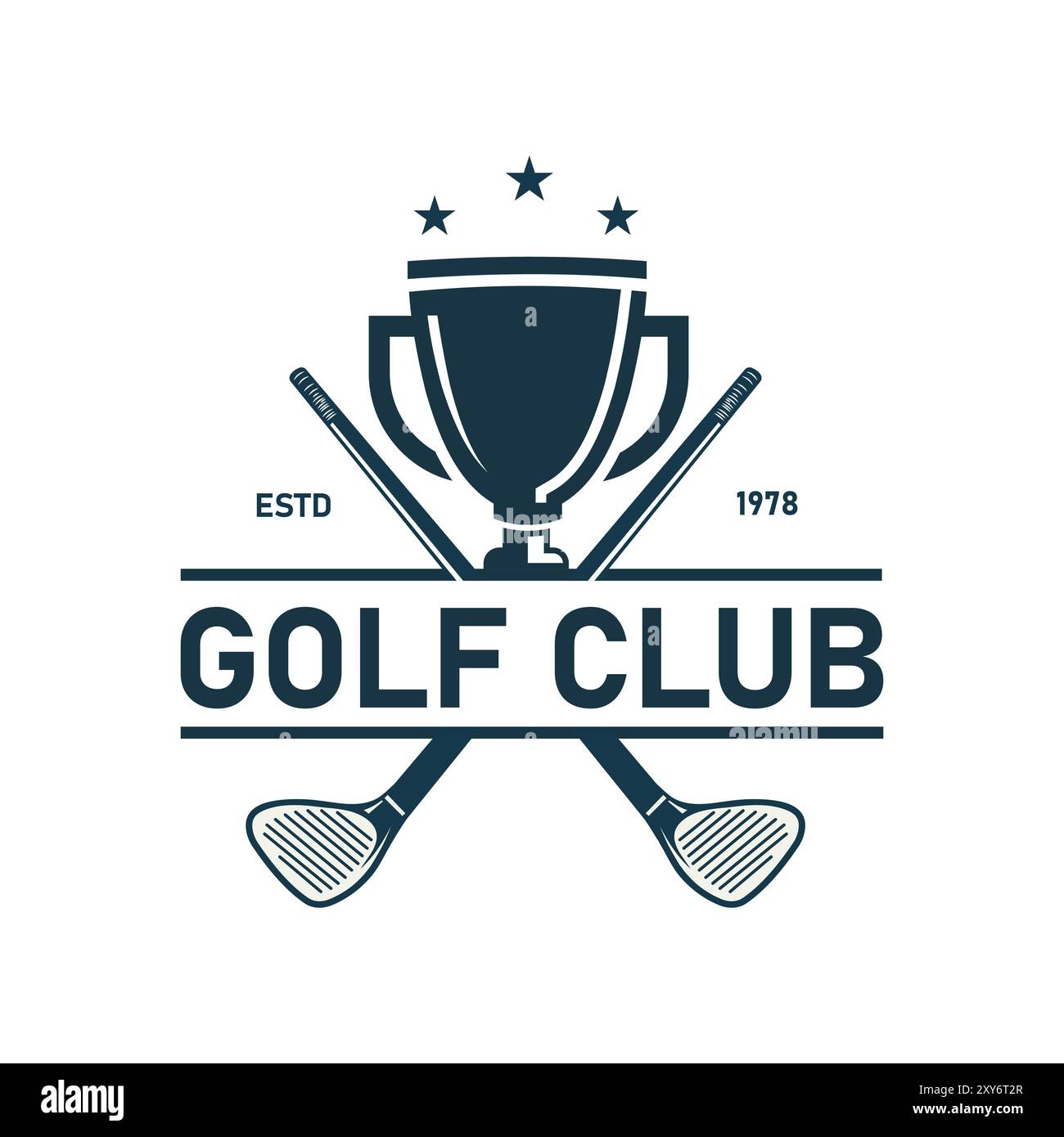 Retro vintage vector logo with Trophy design, Two crossed Golf Clubs ...
