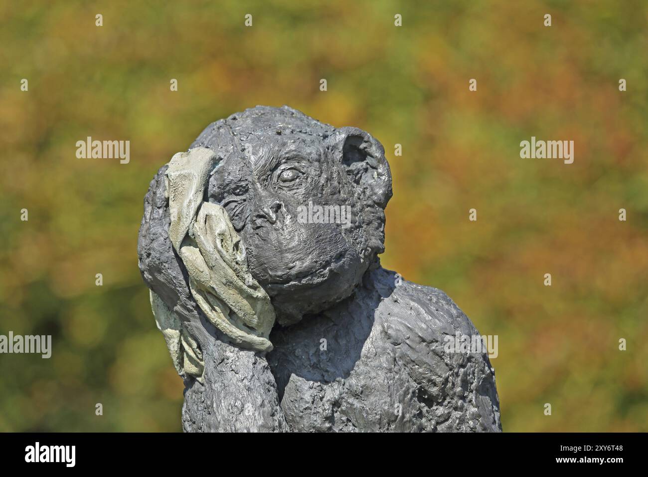 Sculpture A & E Monkey by Laura Ford, monkey figure, detail, head ...