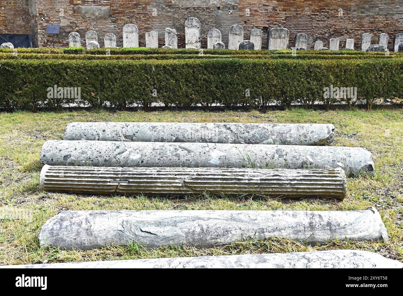 Columns and the grave slabs Stock Photo - Alamy