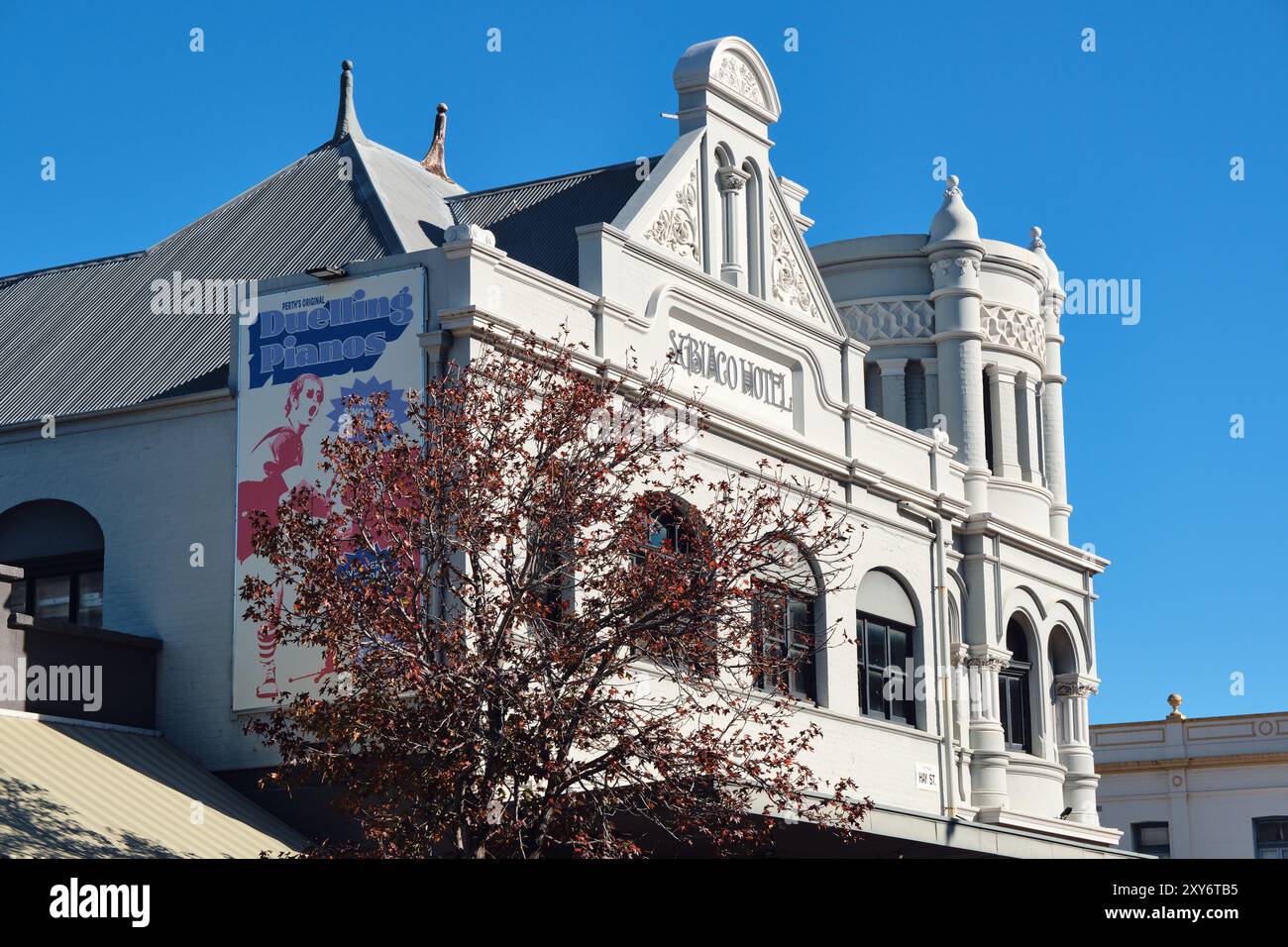 The upper section of the Subiaco Hotel on the corner of Hay Street and ...