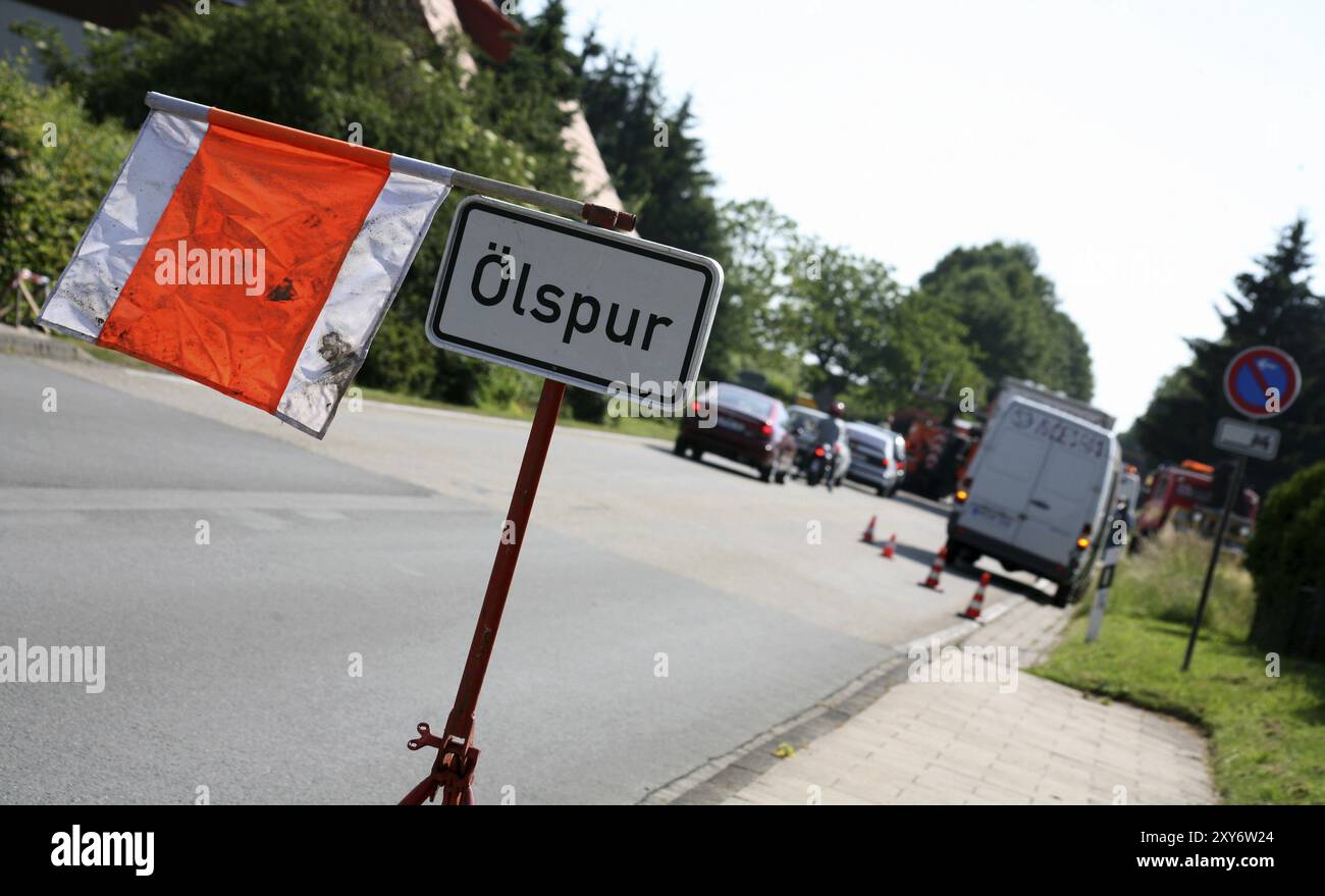 Warning sign at the scene of an accident Stock Photo - Alamy