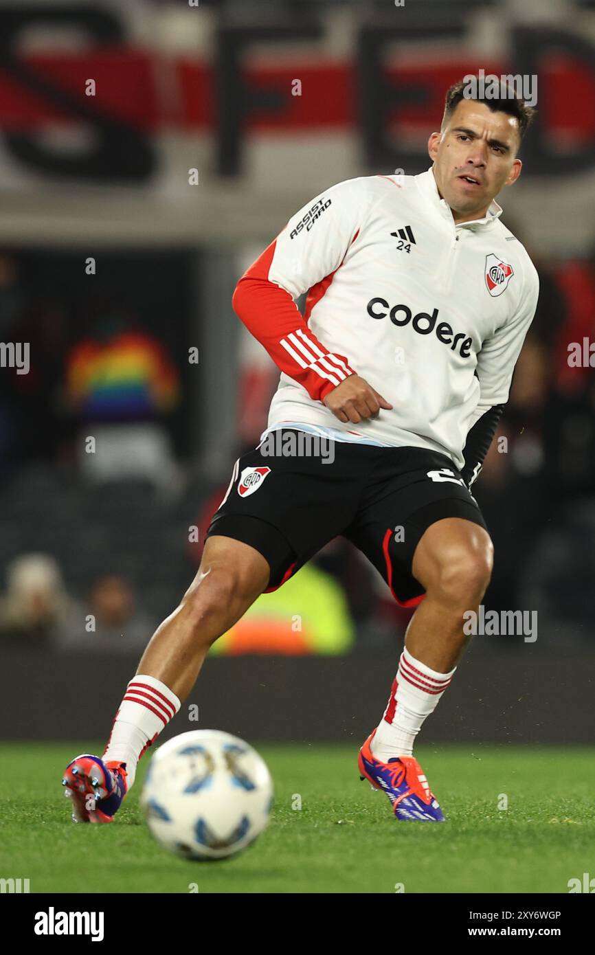 River Plate's defender Marcos Acuna during the warm up before the ...