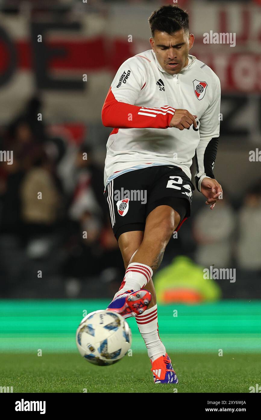 River Plate's defender Marcos Acuna during the warm up before the ...