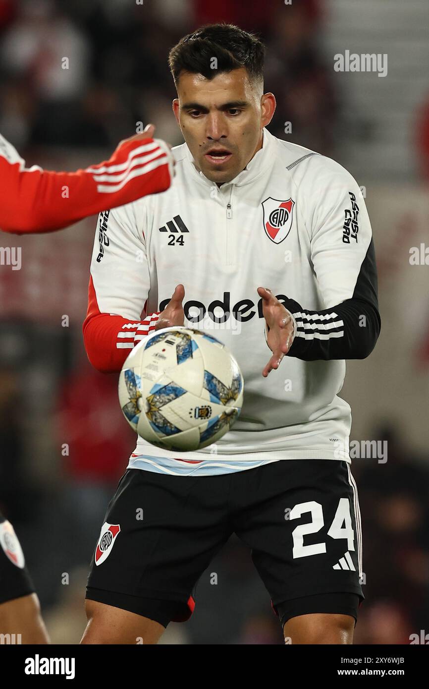 River Plate's defender Marcos Acuna during the warm up before the ...