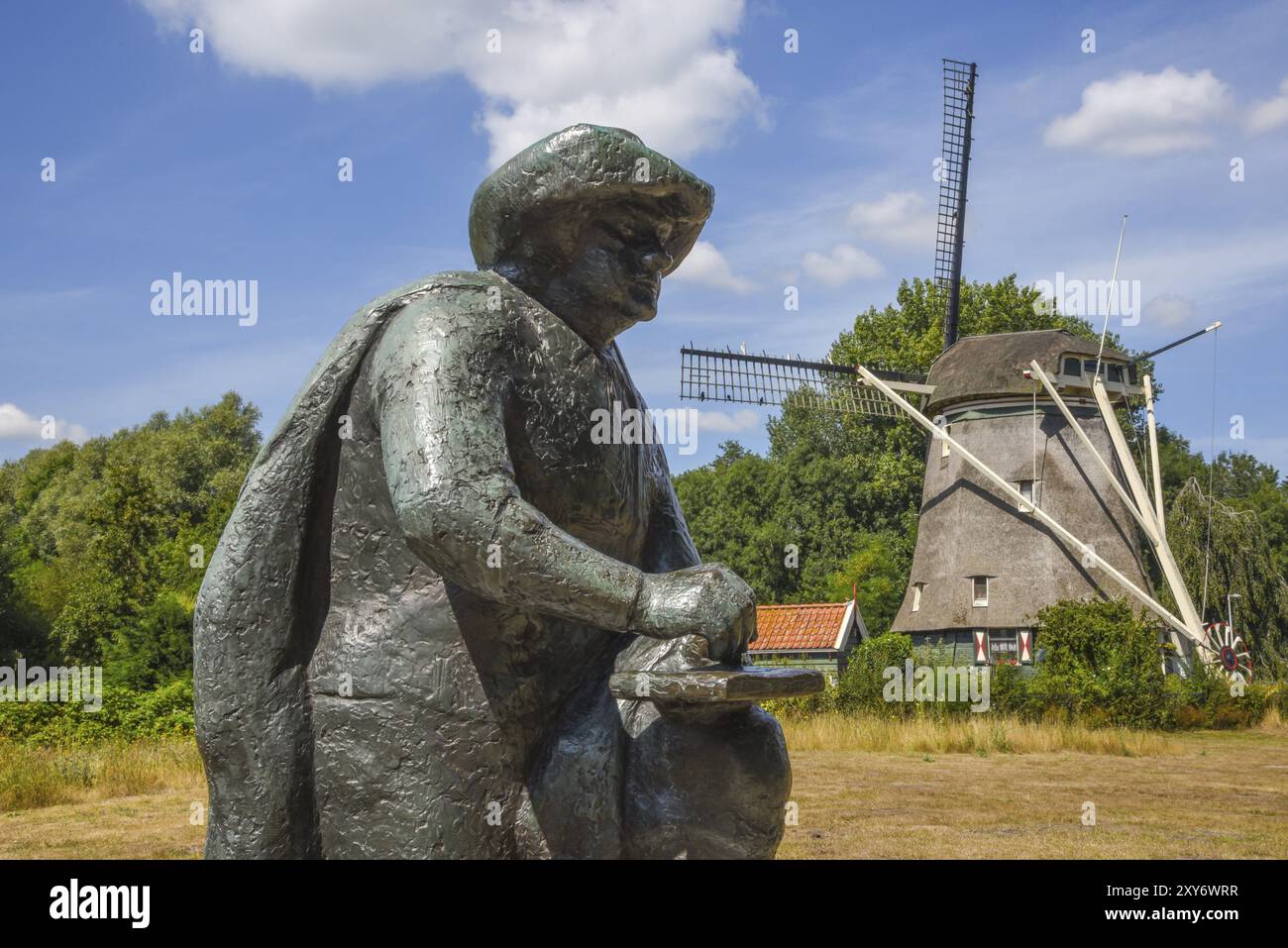Amsterdam, Netherlands. August 2022. The Riekermolen with a sculpture ...