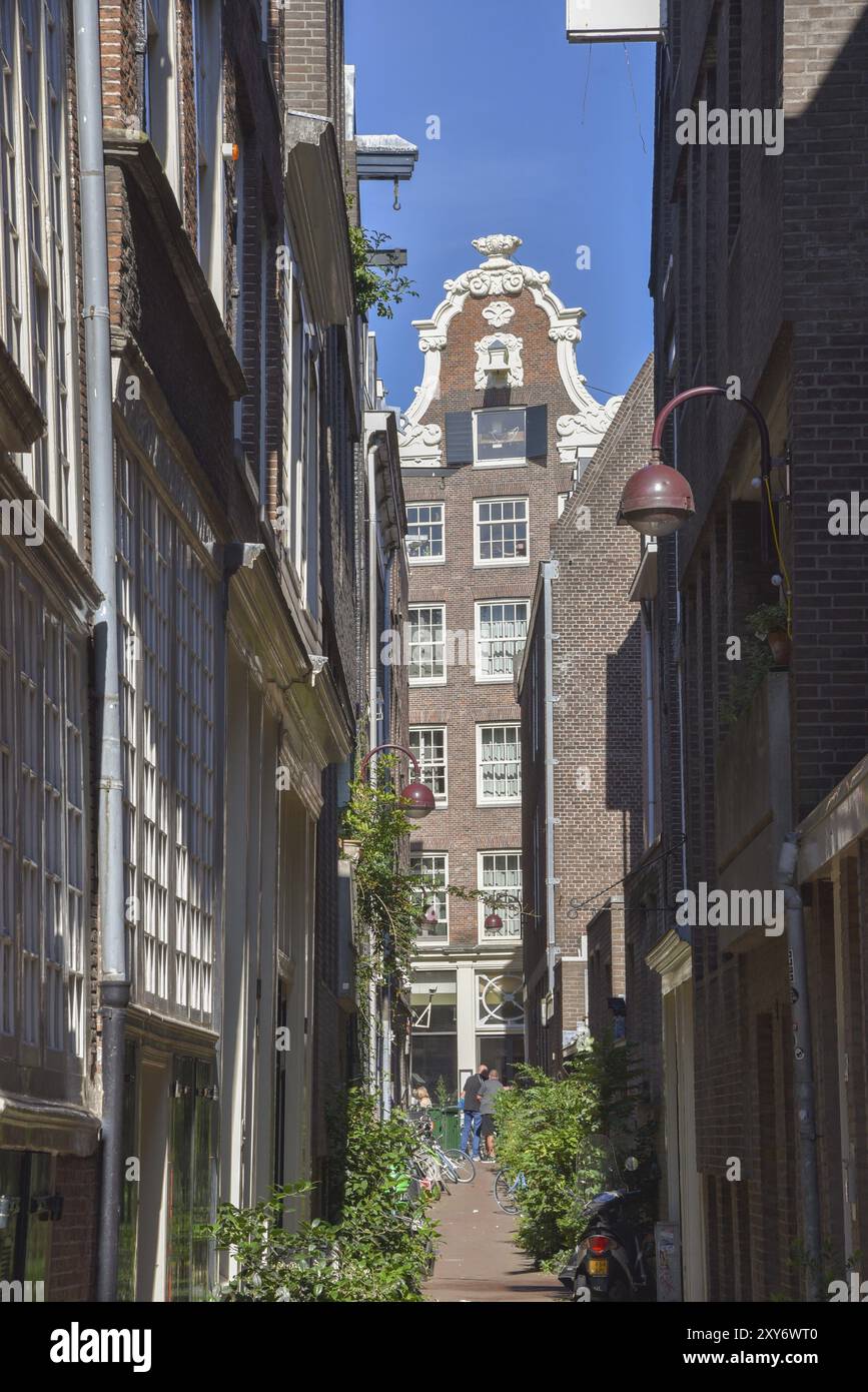Amsterdam, Netherlands. August 2022. One of the narrow alleys in the ...