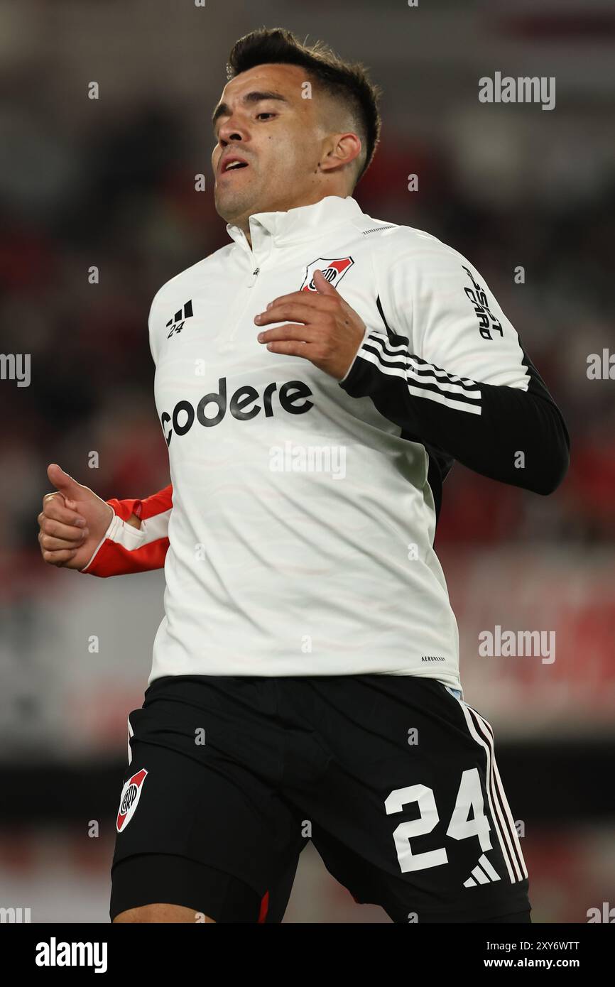 River Plate's defender Marcos Acuna during the warm up before the ...