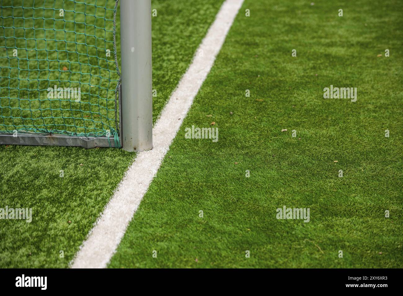 Goal post and markings of a football field Stock Photo - Alamy